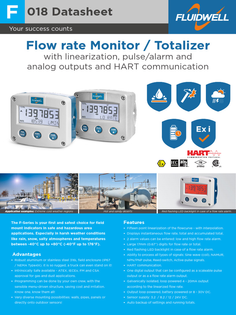 Flow Rate Monitor / Totalizer: With Linearization, Pulse/alarm and ...