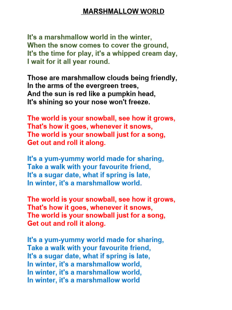 Marshmallow World Children's Lyrics | PDF