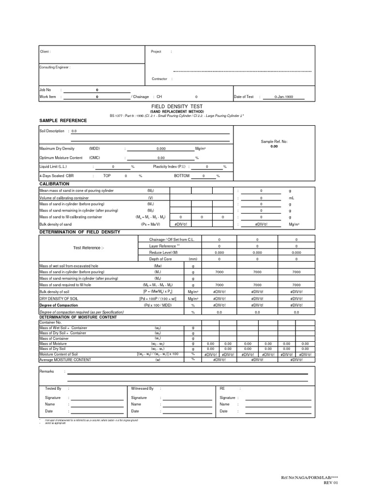 Field Density Test Report Template | PDF
