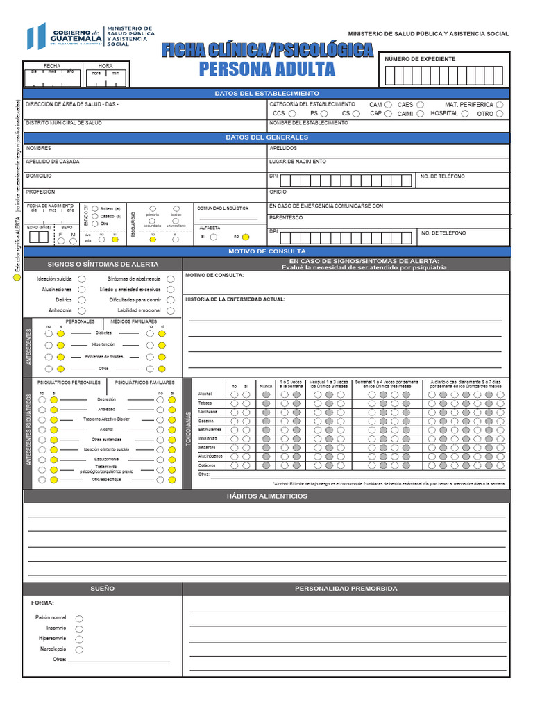 Ficha Persona Adulta (1) Salud Mental | PDF | Suicidio | Trastorno mental