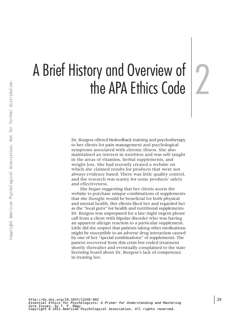 Ch.2 A Brief History and Overview of The APA Ethics Code | PDF