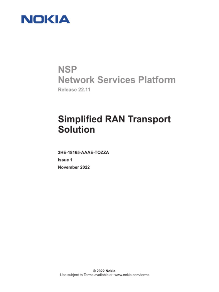 NSP 22.11 Simplified RAN Transport Solution | PDF