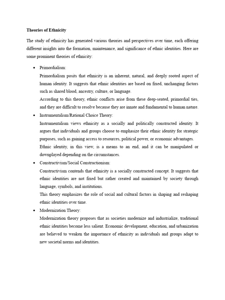 Theories of Ethnicity | PDF