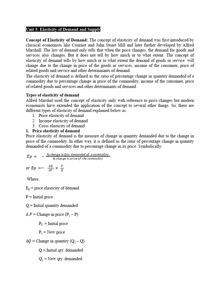 Unit 2.2 Elasticity of Demad and Supply | PDF