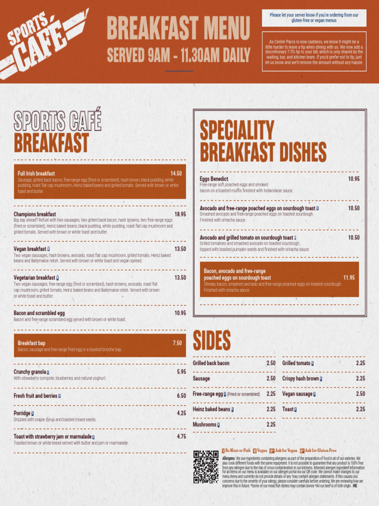 Sports Cafe Menu Ire | PDF | Hamburgers | Bacon
