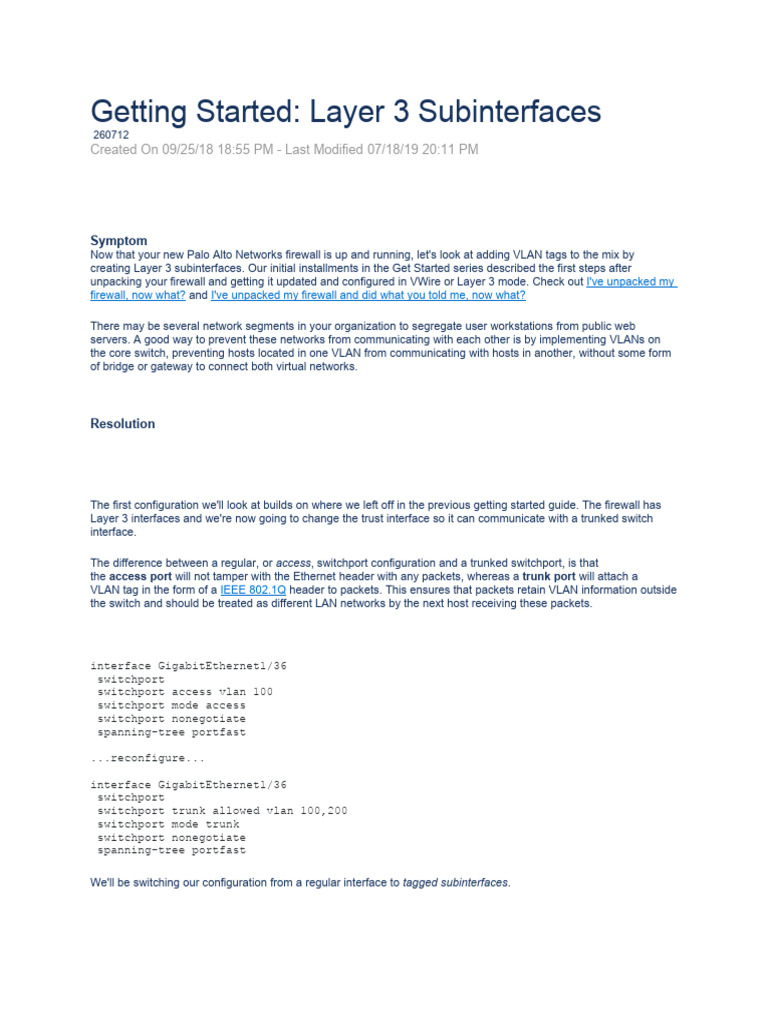 Paloalto Subinterface SOP | PDF | Computer Network | Ip Address