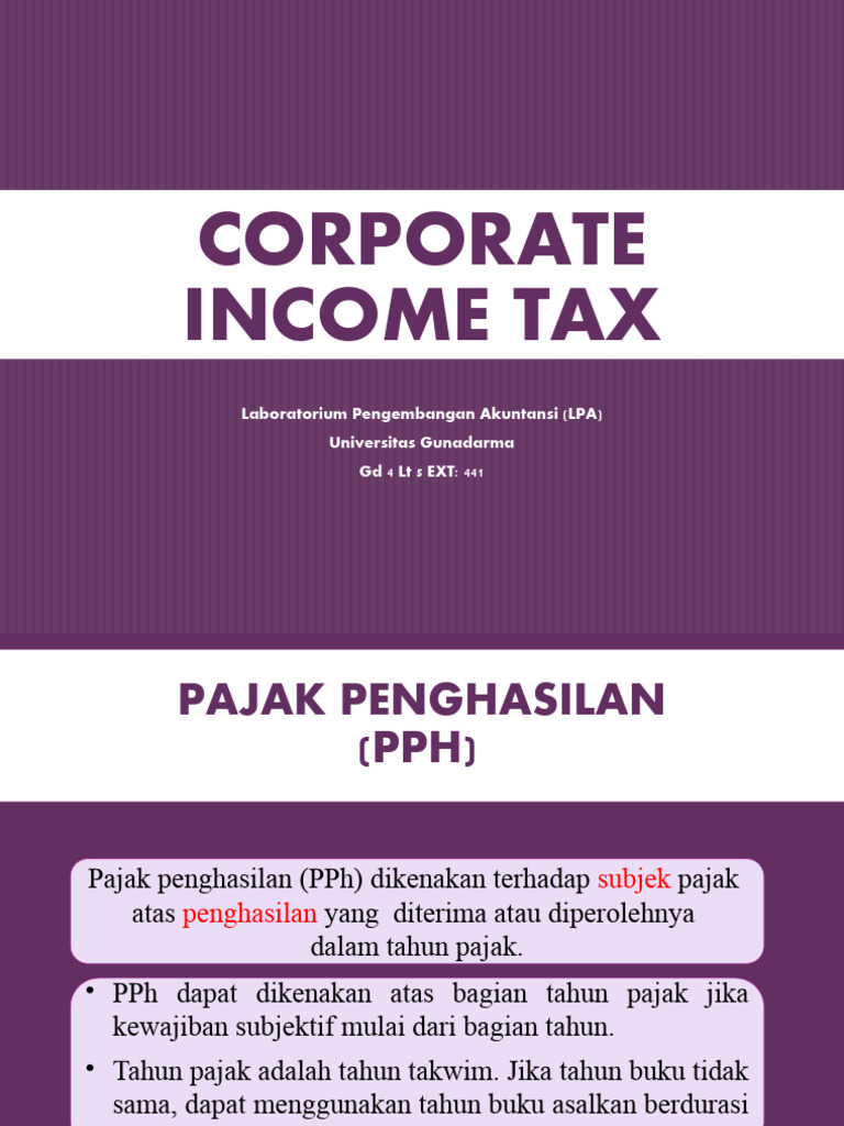 Materi Corporate Income Tax | PDF