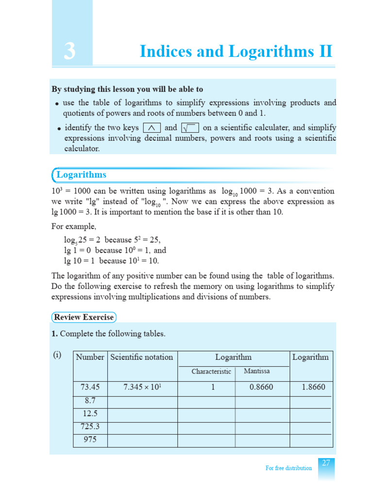 Grade 11 Log and Indices II | PDF | Logarithm | Arithmetic