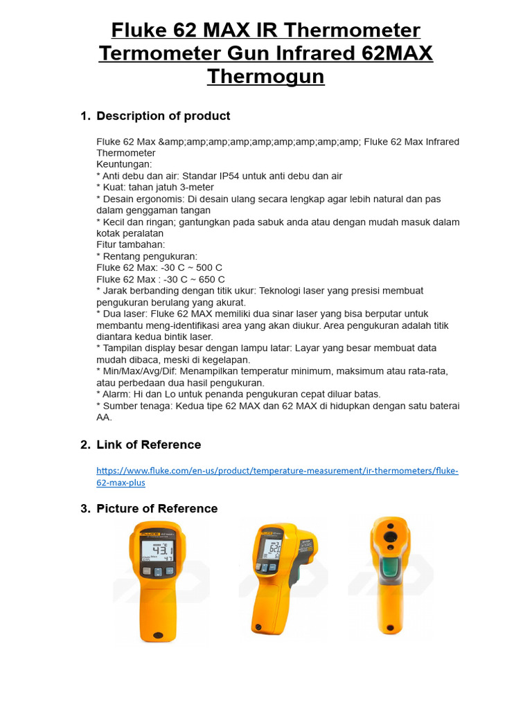 Fluke 62 MAX: Termometer IR Handal | PDF