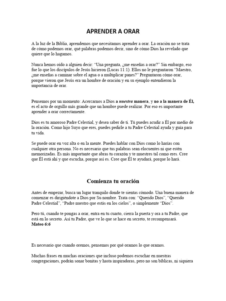 Aprender A Orar | PDF | Oración | Dios