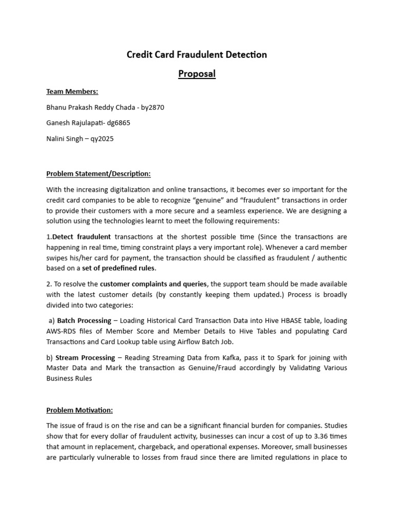 Project Proposal Creditcard | PDF | Computers