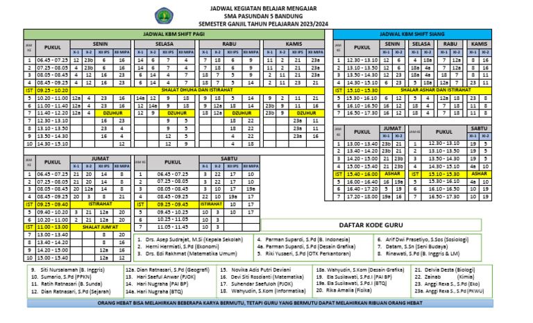 Jadwal KBM 2023-2024 | PDF