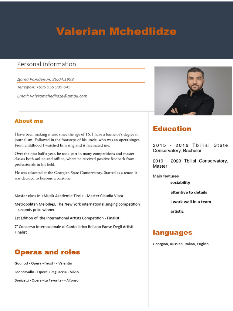 CV - Valerian Mchedlidze - Britone | PDF | Art
