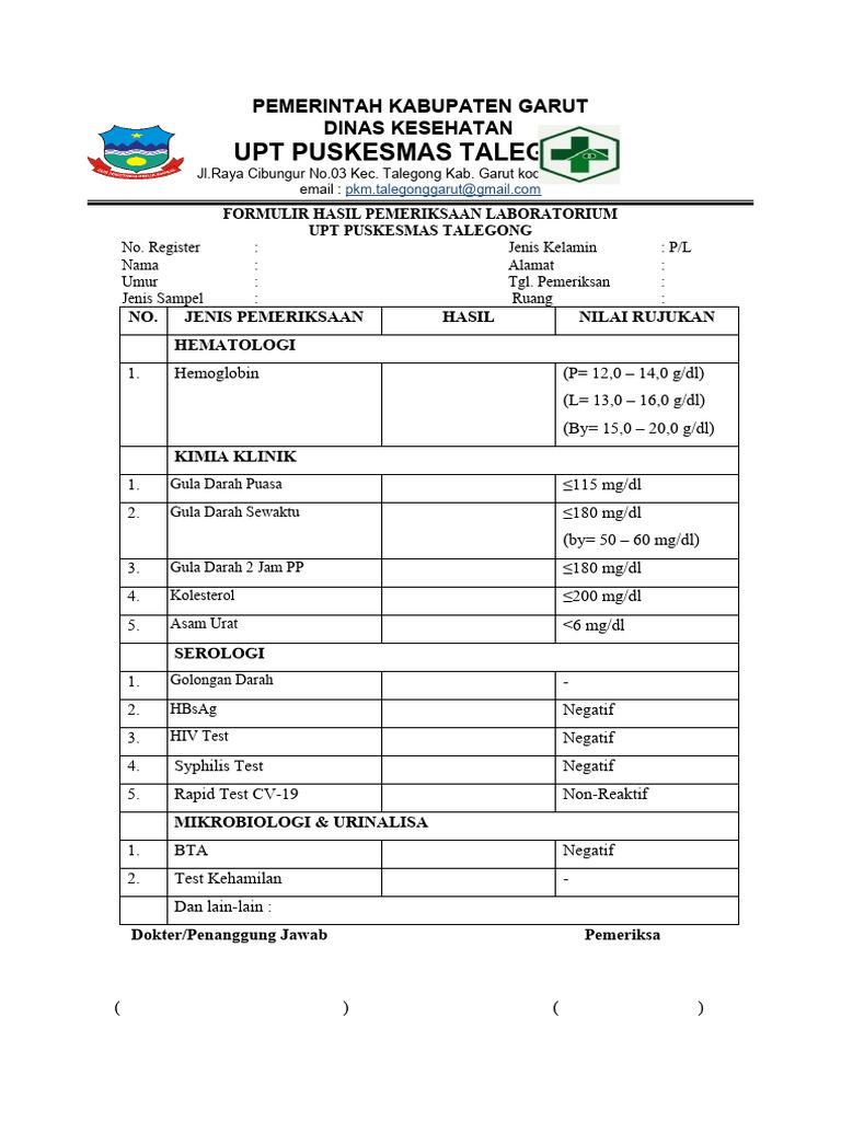 Hasil Cek Lab untuk Ibu Hamil | PDF