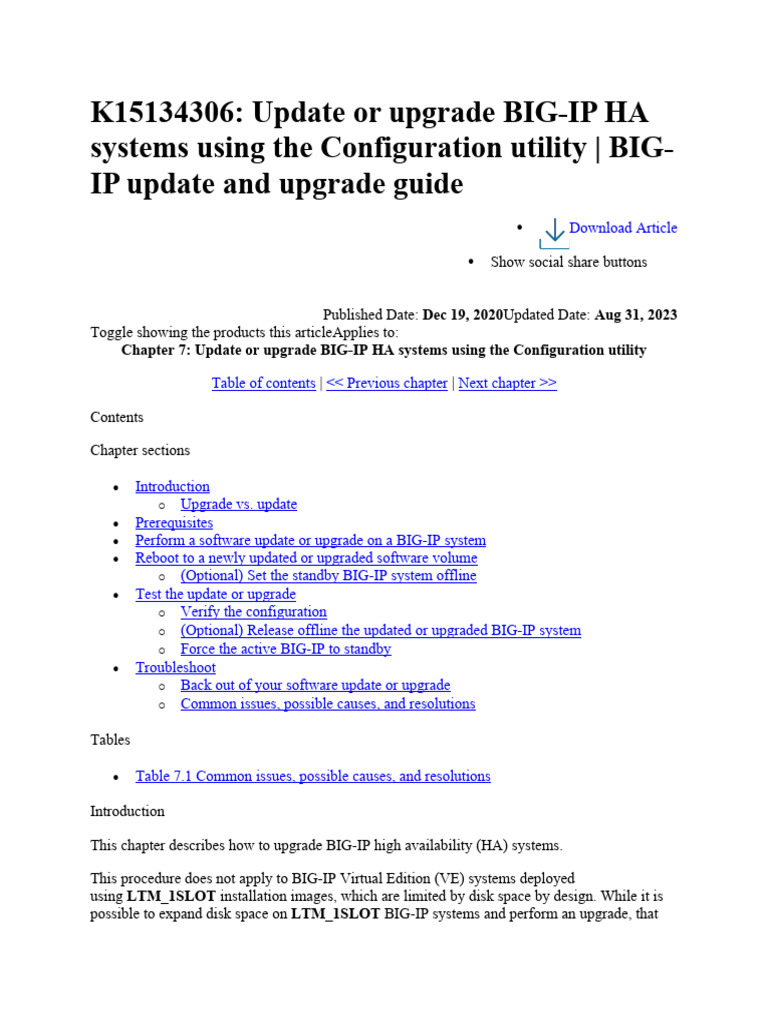 BIG-IP HA System Upgrade Guide | PDF