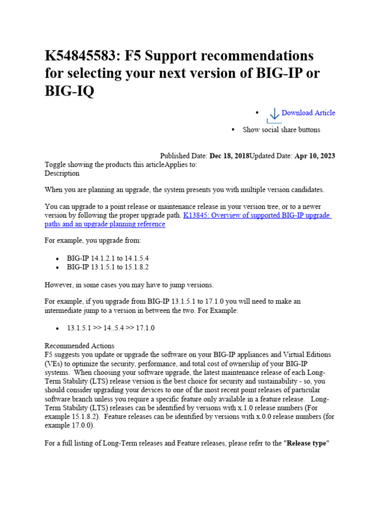 F5 Support Recommendations | PDF