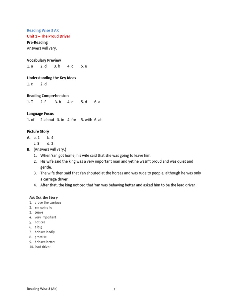 Reading Wise 3 AK | PDF | Reading Comprehension | Vocabulary