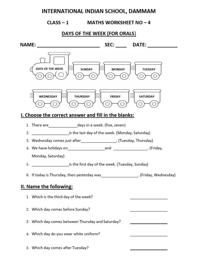 Class 1 Maths Worksheet 4 y 23 | PDF