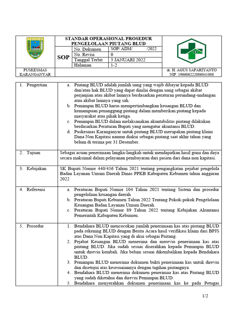 Sop Piutang 2023 | PDF