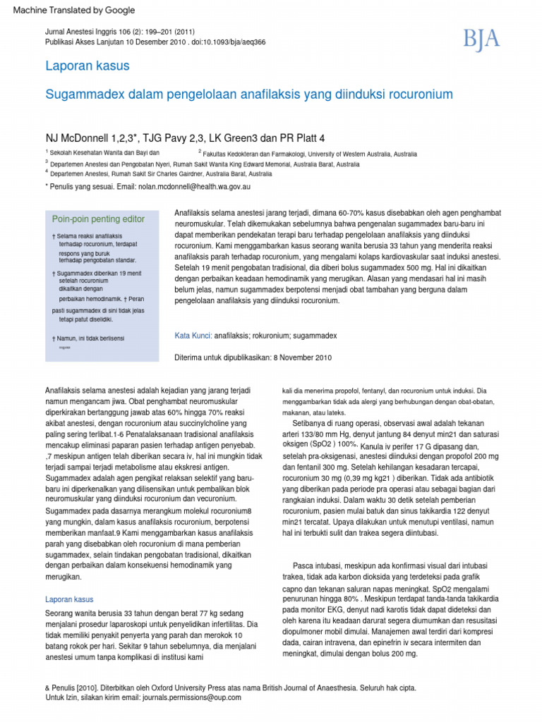 Case Report. Sugammadex in The Management of Rocuronium Induced ...