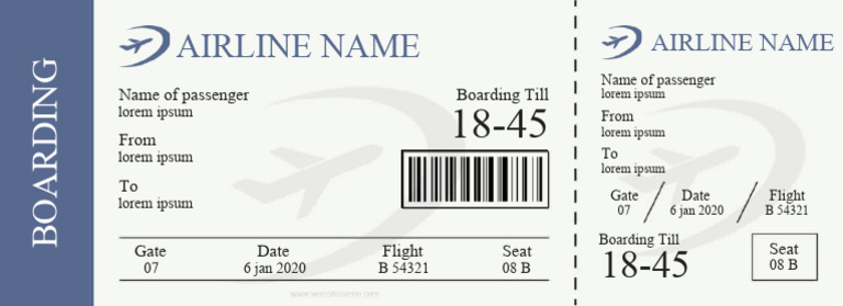 Plane Ticket Template 04 | PDF
