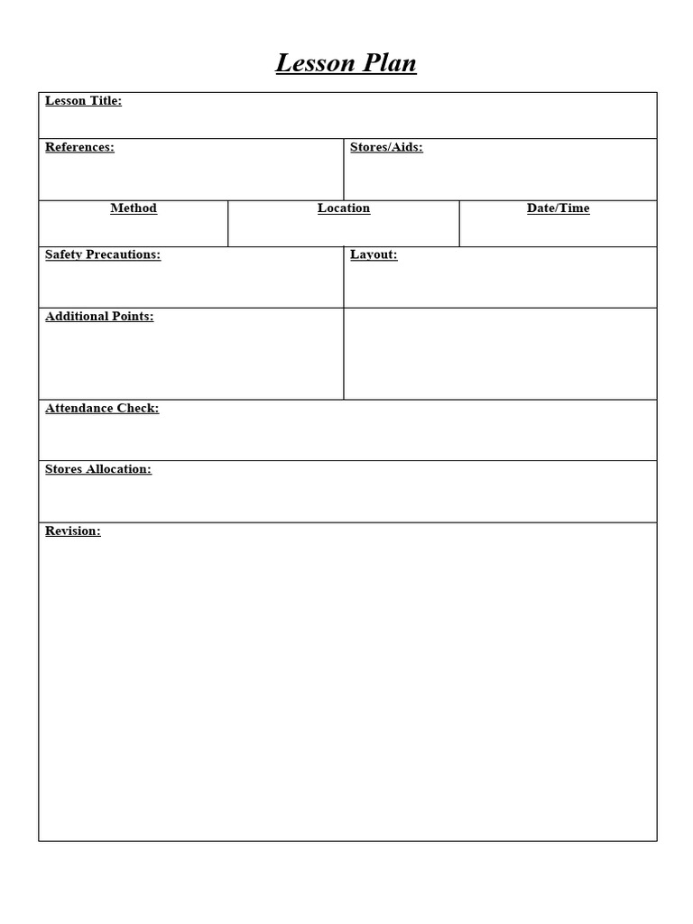 Blank Lesson Plan Template | PDF
