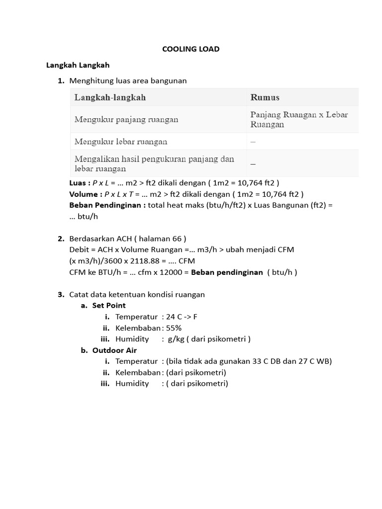 Tata Cara Menghitung Cooling Load | PDF