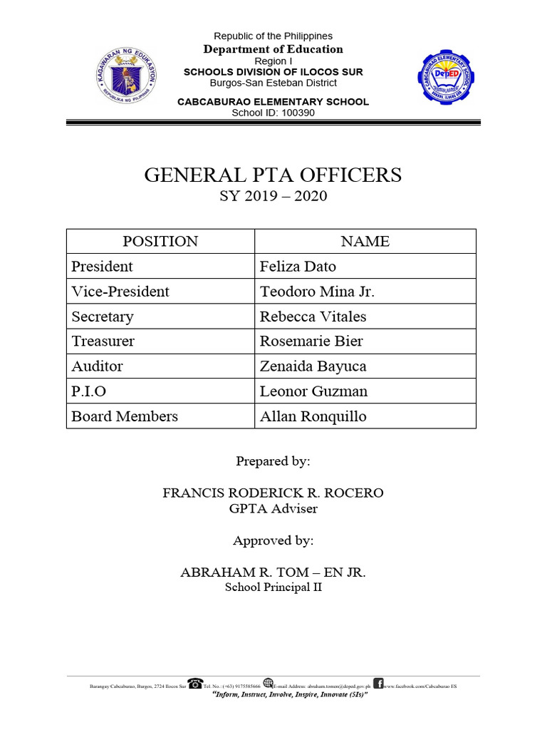 General Pta Officers | PDF | Governance | Government