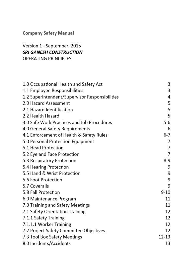 Safety Manual | Download Free PDF | Occupational Safety And Health ...