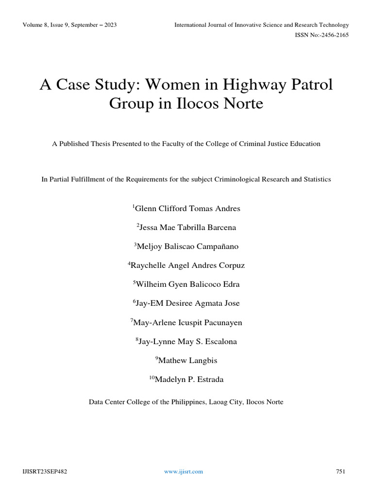 A Case Study: Women in Highway Patrol Group in Ilocos Norte | PDF ...