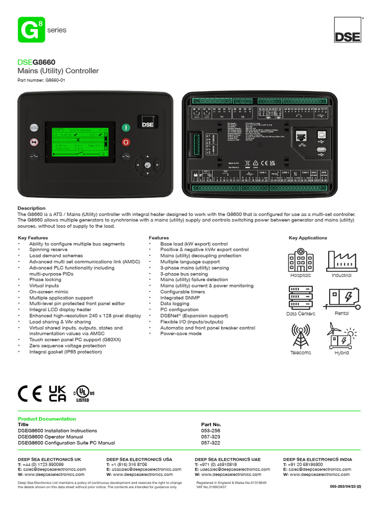 DSEG8660 Data Sheet | PDF | Mains Electricity | Electrical Engineering