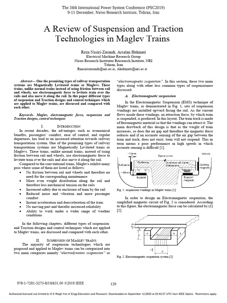 A Review of Suspension and Traction Technologies in Maglev Trains ...
