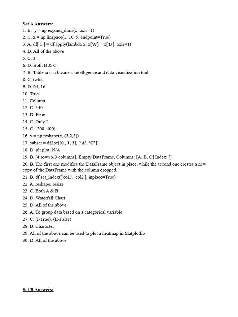 FDS Quiz Answer | PDF