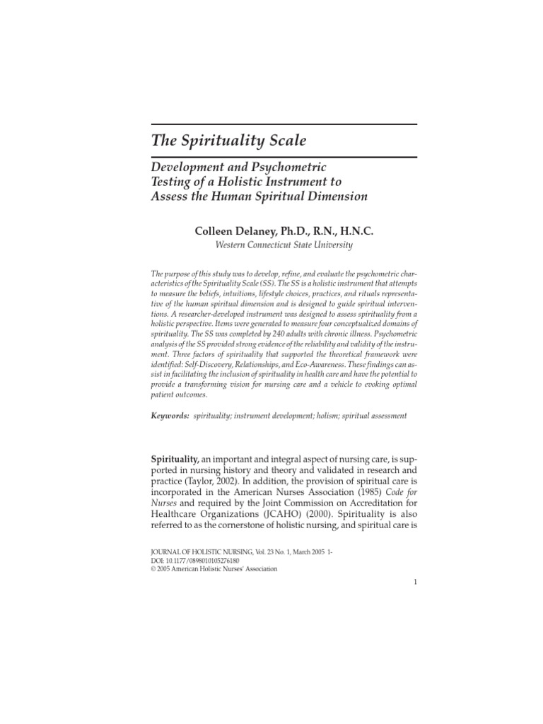 The Spirituality Scale | PDF | Factor Analysis | Nursing