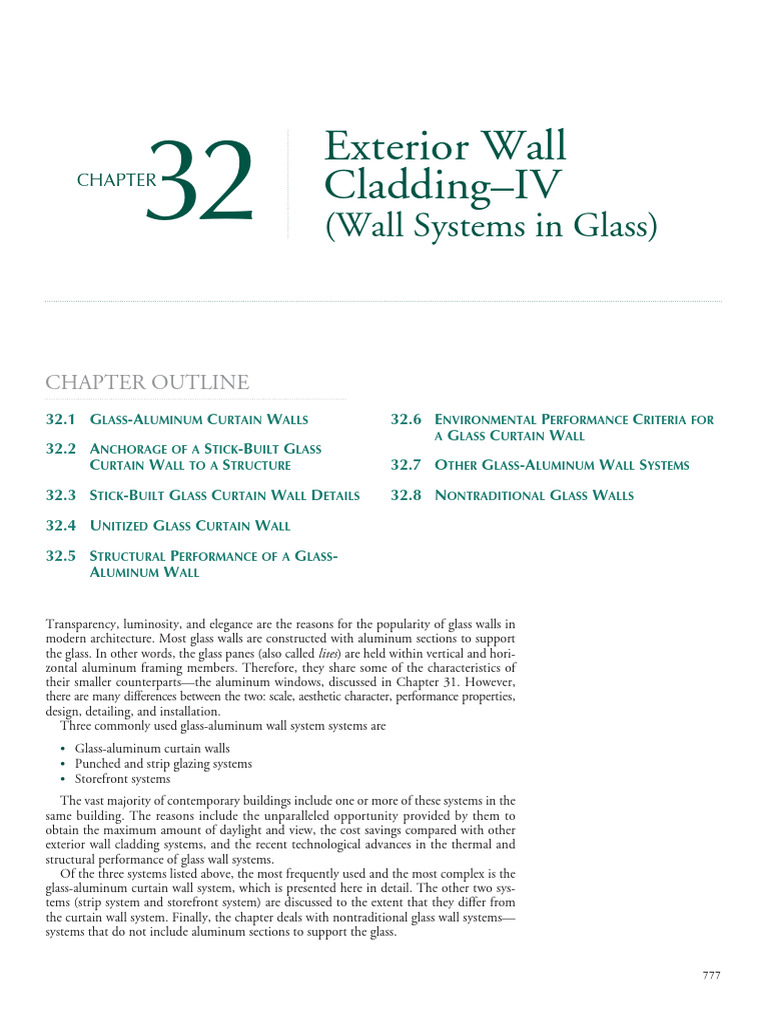 Chapter 32 Exterior Wall Cladding-IV (Wall Systems in Glass) | Download Free PDF | Wall ...