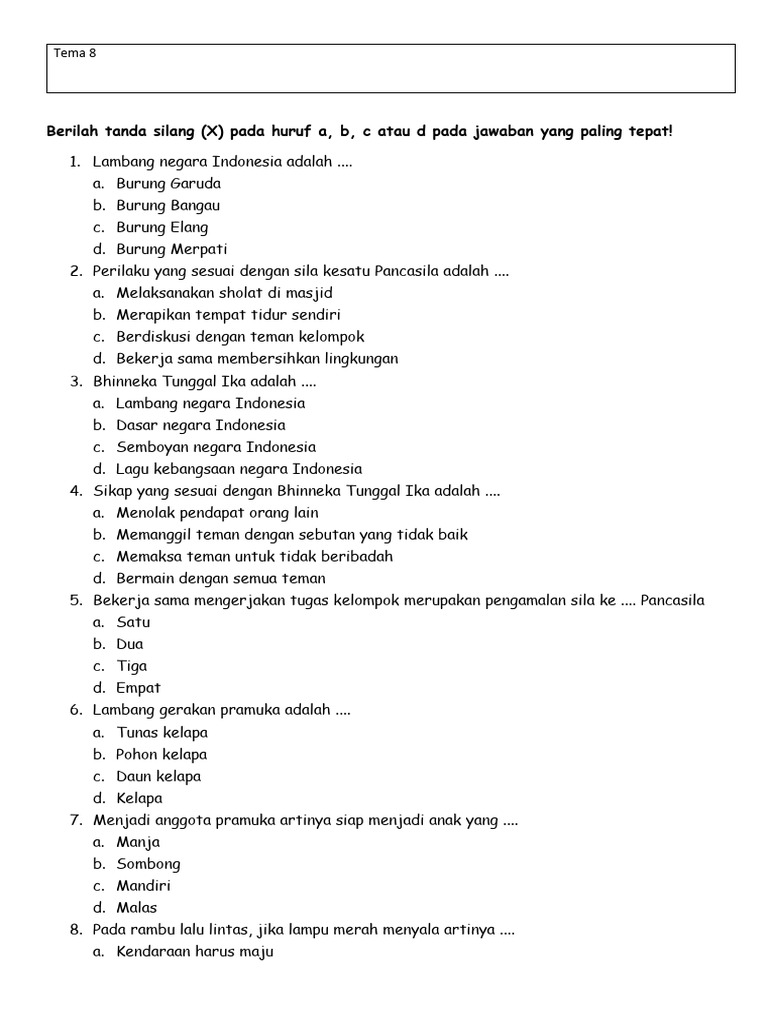SOAL PAT TEMA 8 KELAS 3 | PDF