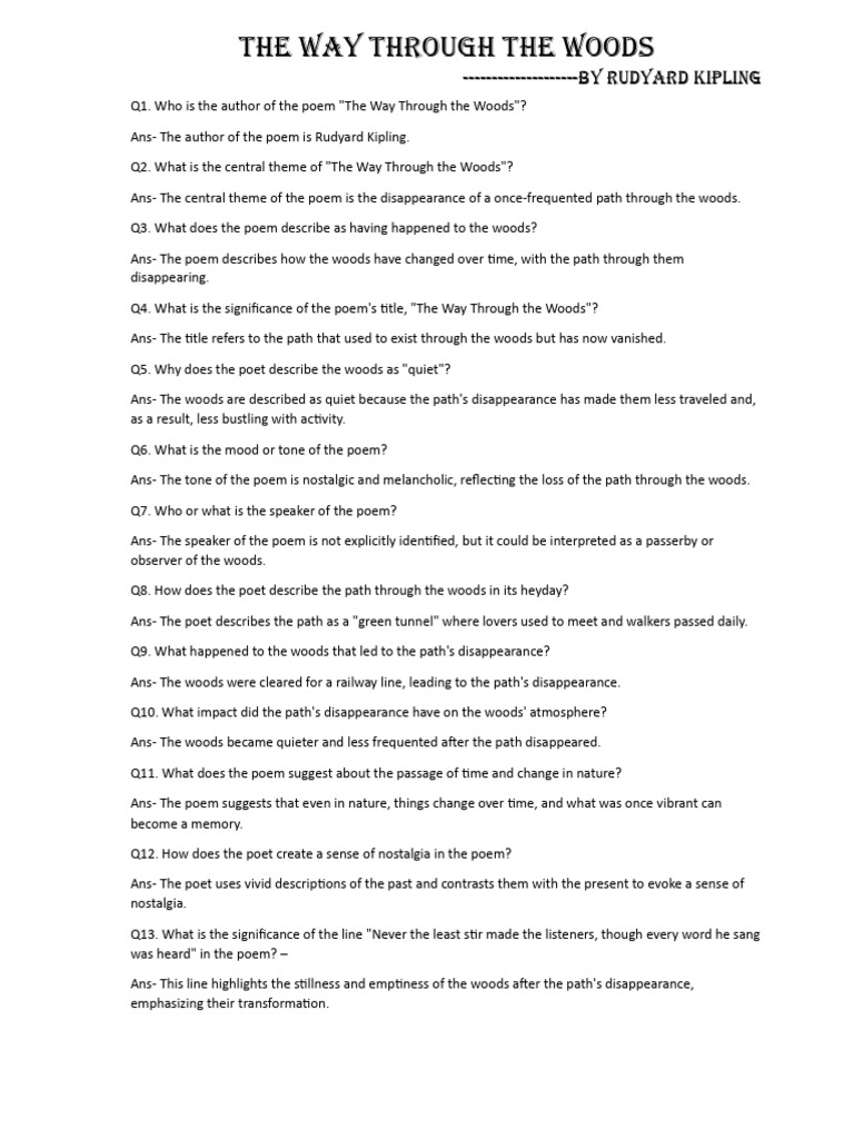 Question of Way Throught The Woods | PDF | Poetry