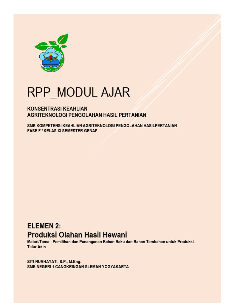 RPP - Modul Ajar: Produksi Olahan Hasil Hewani | PDF