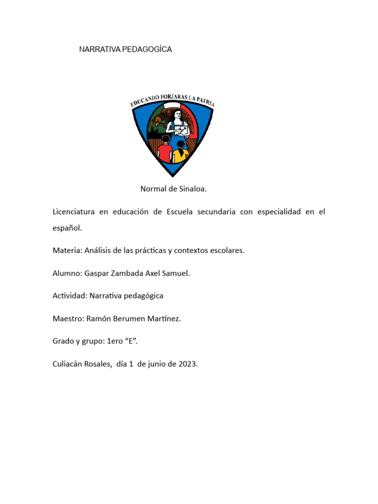 NARRATIVA PEDAGOGICA AXEL Pege | PDF NARRATIVA PEDAGOGICA AXEL Pege | PDF