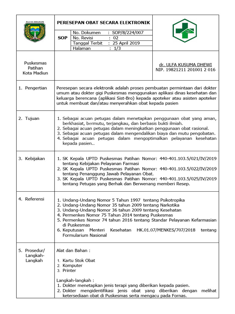 Prosedur Peresepan Obat Elektronik | PDF
