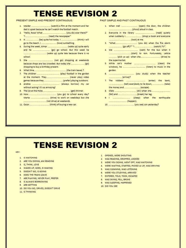 Revision of Tenses 94868 | PDF