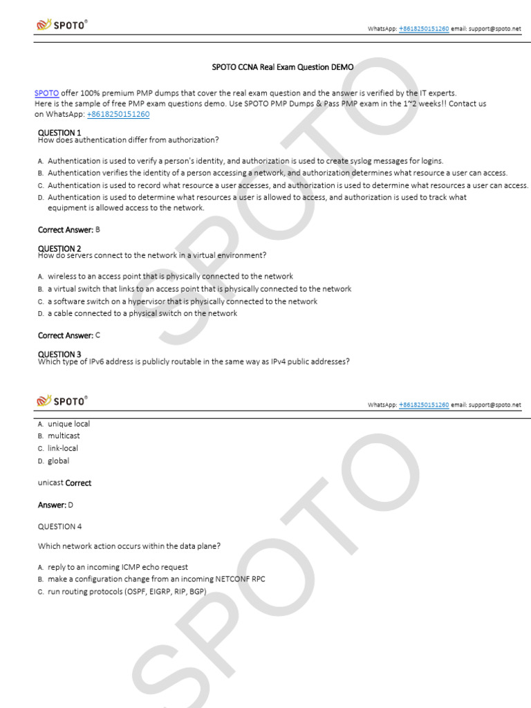 SPOTO CCNA 200-301 Exam Questions Guide | PDF