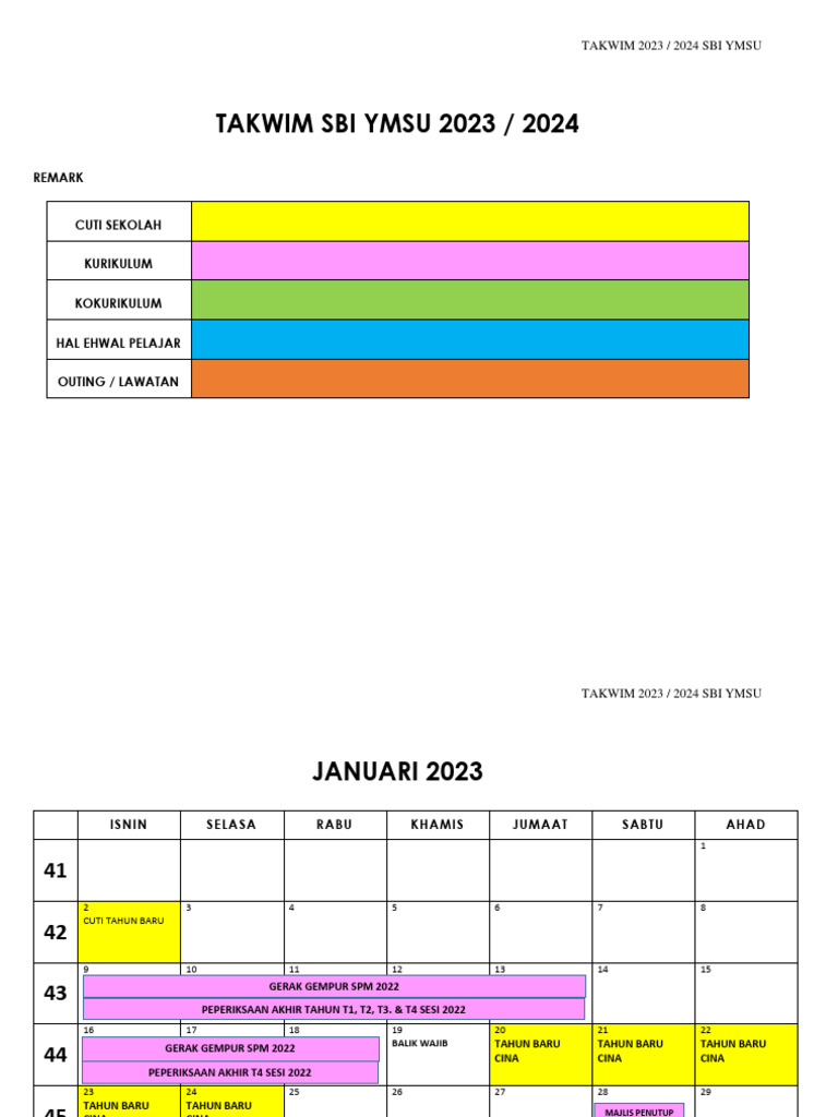 SMBI Takwim | PDF