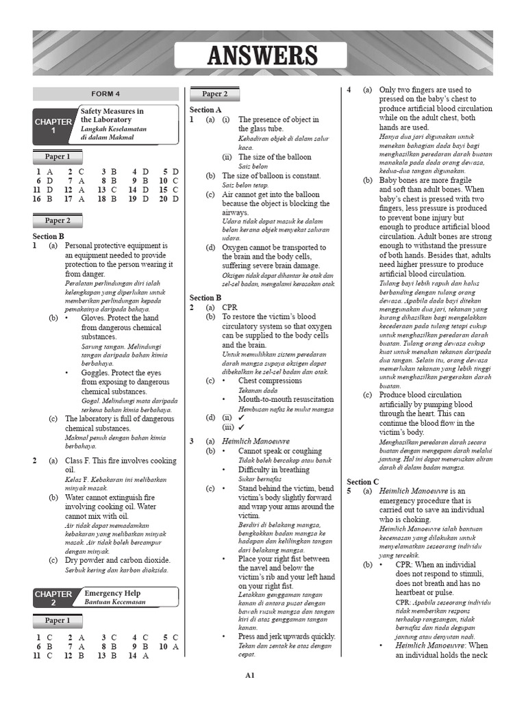 PTRS Sains SPM - Answers | PDF