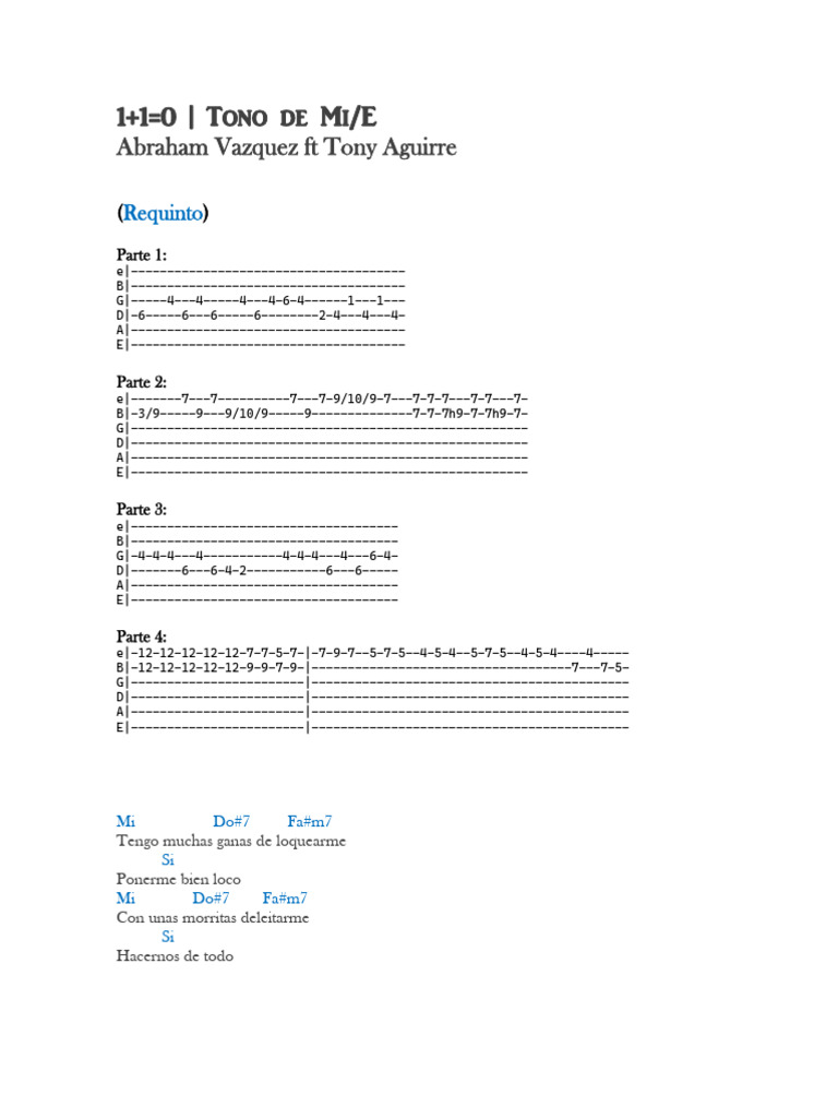 1+1 0 (Requinto y Acordes) | PDF