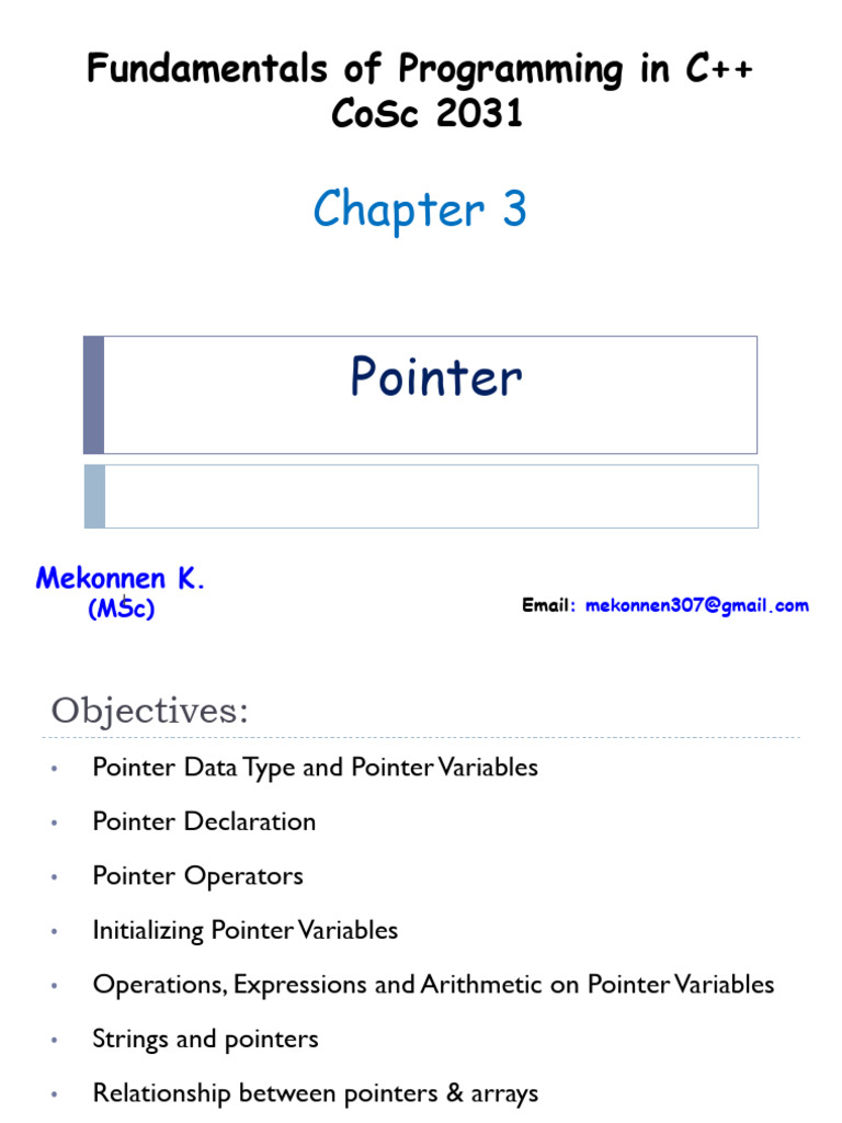 Chapter 3. Pointers | PDF | Teaching Methods & Materials