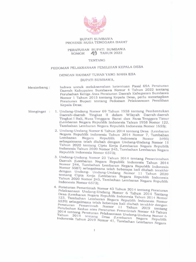 Perbub No 49 Tahun 2022 | PDF