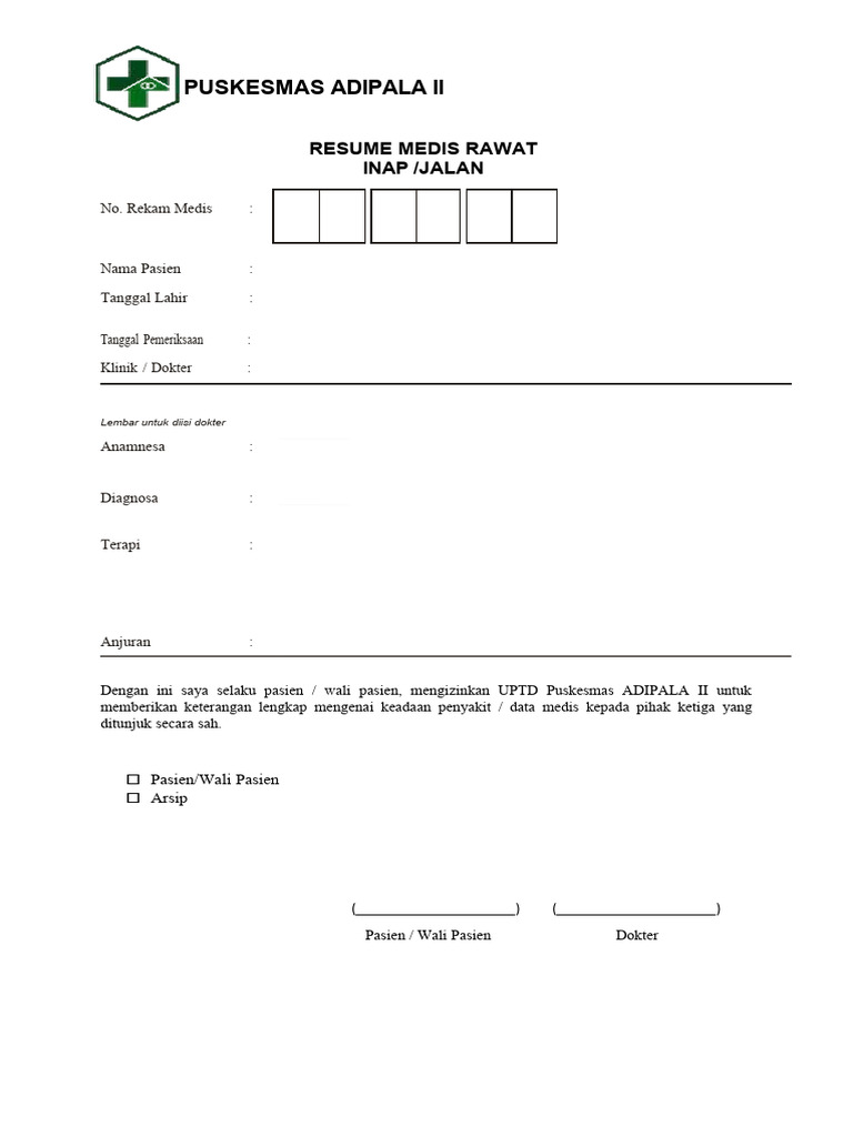 Form Resume Medis Pdf