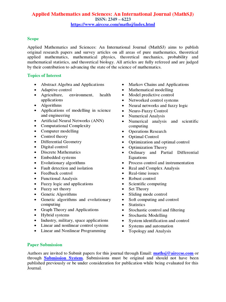 Applied Mathematics Journal Submission Guide | PDF | Teaching ...