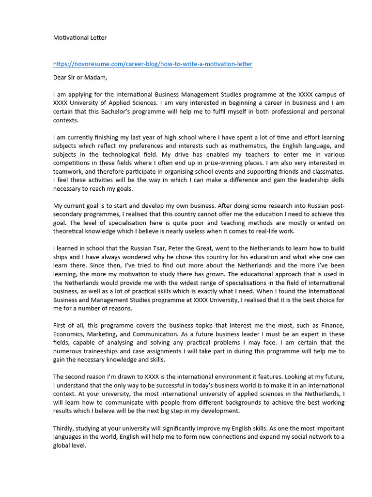 Motivational Letter | PDF | Cognition | Cognitive Science